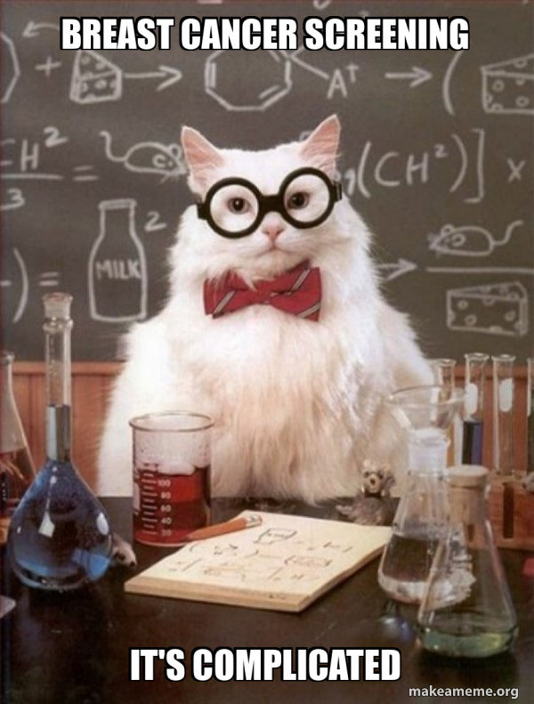 Breast cancer screening It's complicated - Chemistry Cat Meme Generator