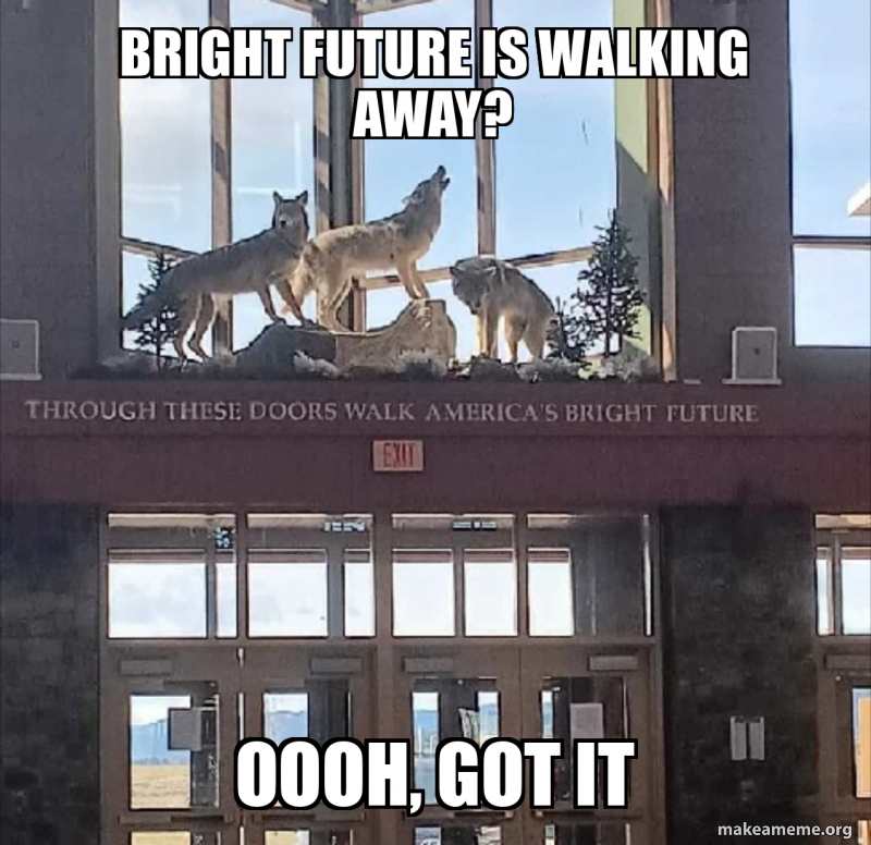 bright future is walking away? oooh, got it Meme Generator