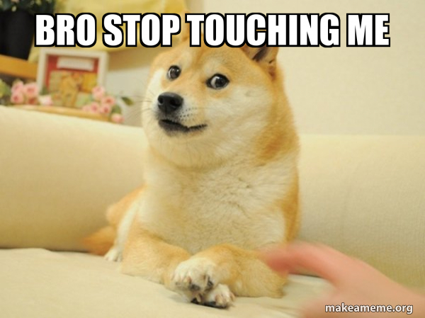 bro stop touching me - Doge Meme Generator