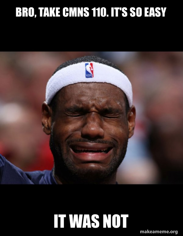 Bro, take CMNS 110. It's so easy It was not - Lebron Crying Meme Generator