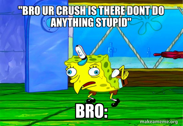 "bro ur crush is there dont do anything stupid" bro: - Mocking ...