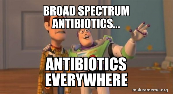 Broad spectrum antibiotics... Antibiotics everywhere - Buzz and Woody ...