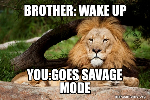 Brother: wake up you:goes savage mode - Contemplative Lion Meme Generator