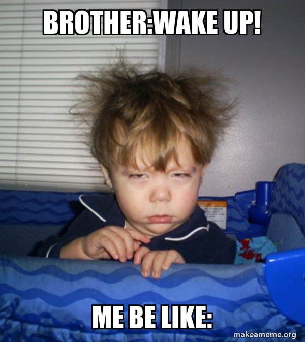 Brother:wake up! Me be like: - Monday Mornings Meme Generator