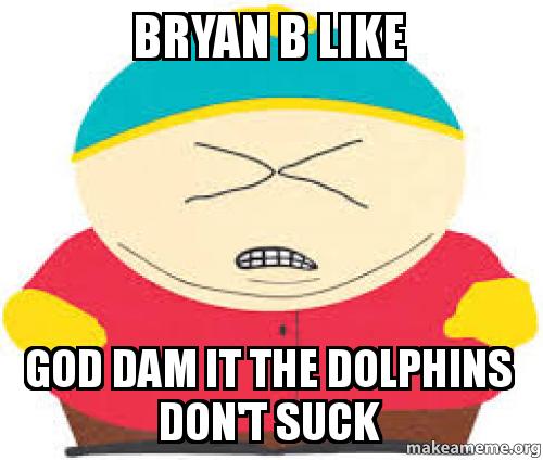 Bryan B like God dam it the Dolphins don't suck Meme Generator