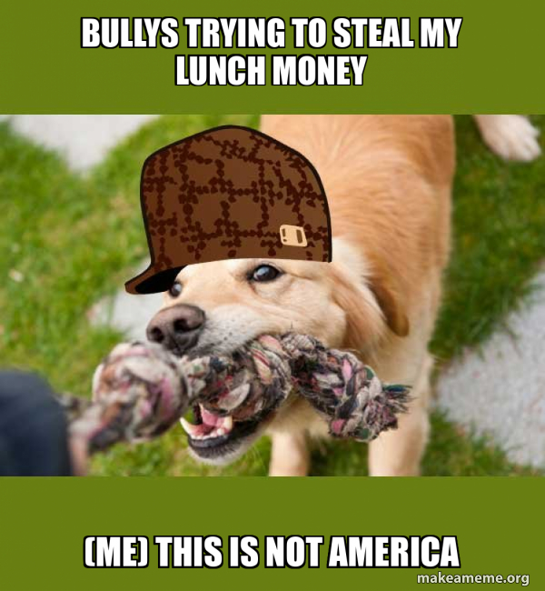 bullys trying to steal my lunch money (me) this is not america ...