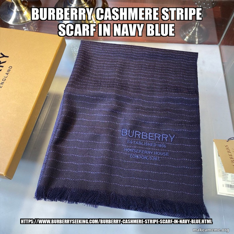 Burberry Cashmere Stripe Scarf In Navy Blue https://www.burberryseeking ...