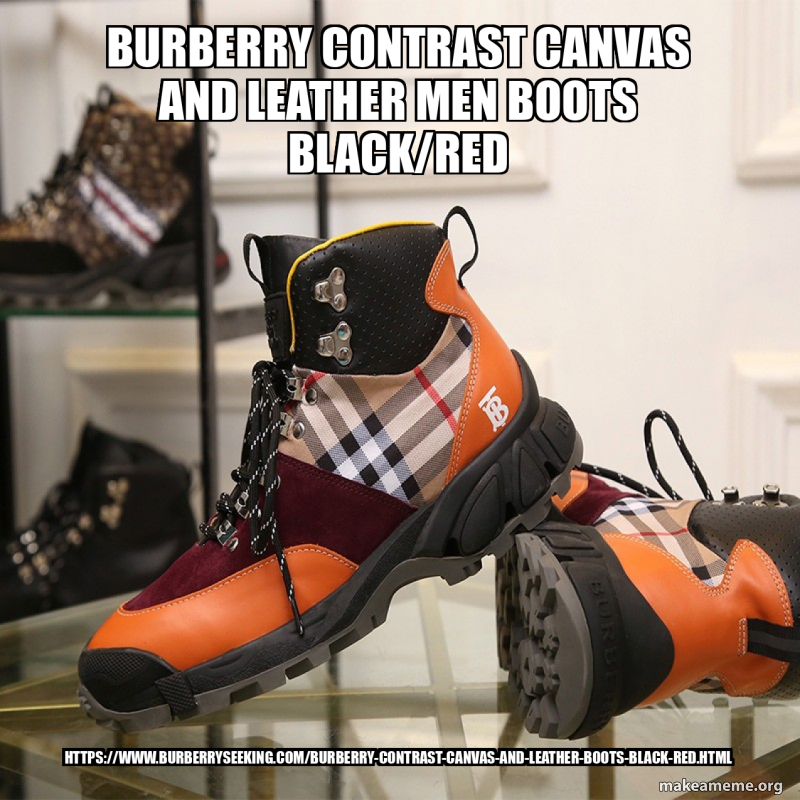 Burberry Contrast Canvas And Leather Men Boots Black/Red https://www ...