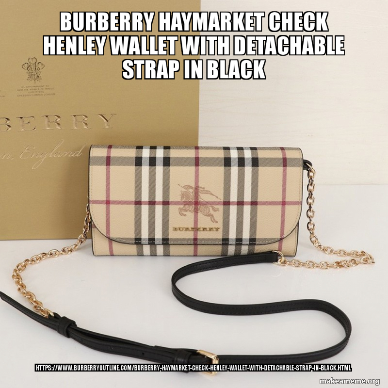 Burberry Haymarket Check Henley Wallet With Detachable Strap In Black ...