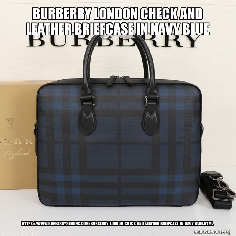 Burberry London Check And Leather Briefcase In Navy Blue https://www ...