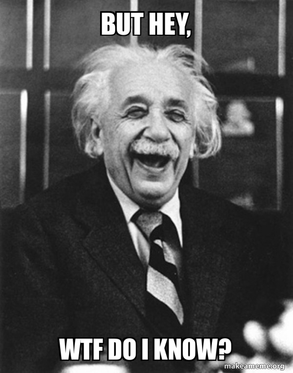 But hey, Wtf do I know? - Laughing Albert Einstein Meme Generator