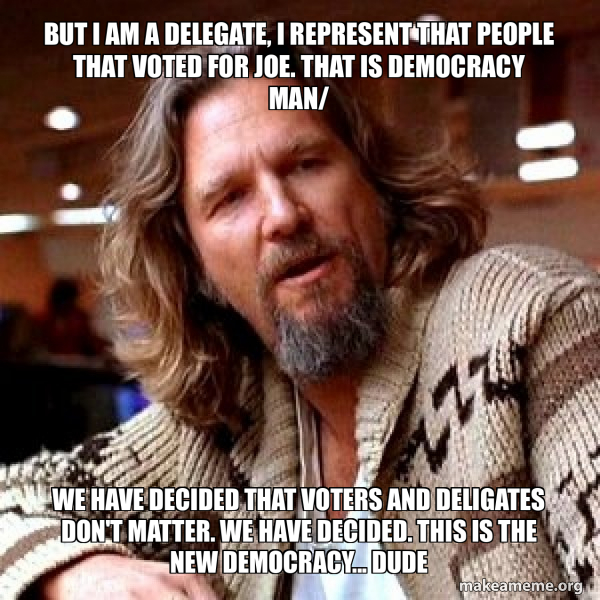 But I am a delegate, I represent that people that voted for Joe. That ...