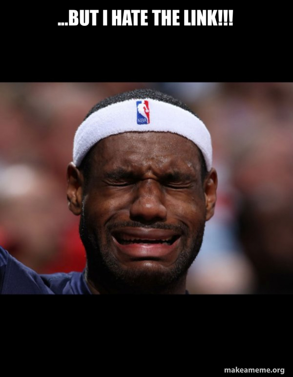 ...but I hate the link!!! - Lebron Crying Meme Generator