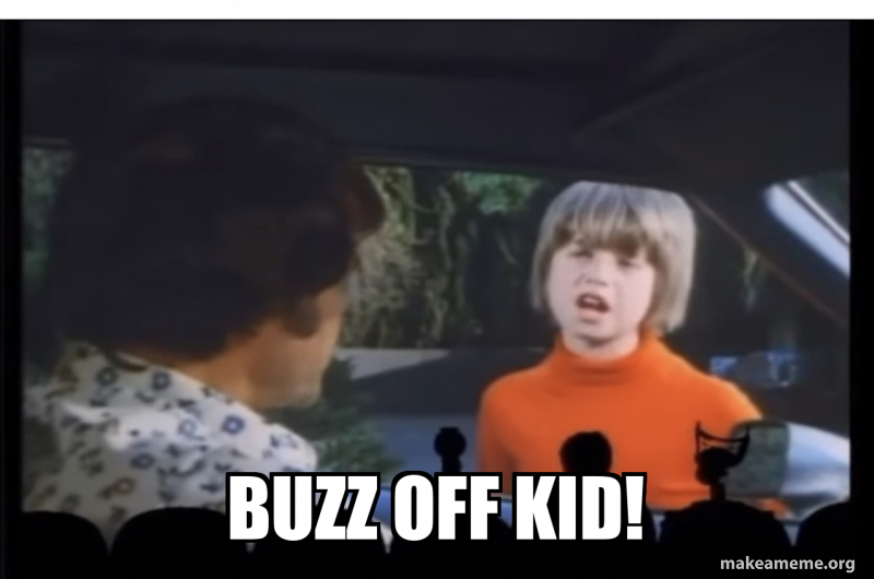 Buzz off kid! Meme Generator