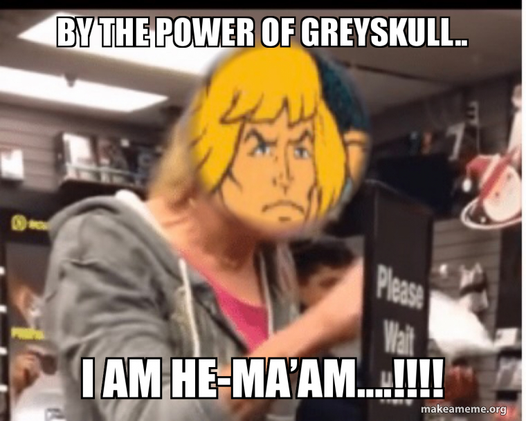 By the power of greyskull.. I am he-maâ€™am....!!!! - He-maam Meme ...