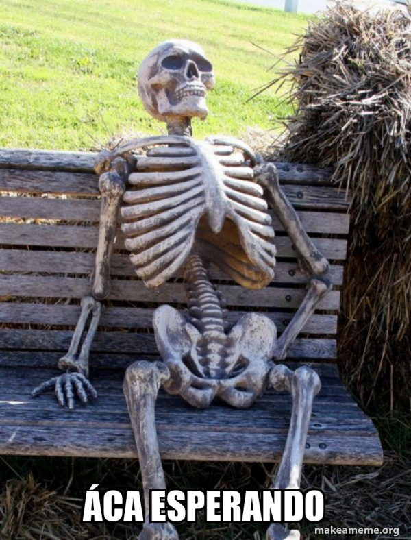 áca esperando - Waiting Skeleton Meme Generator