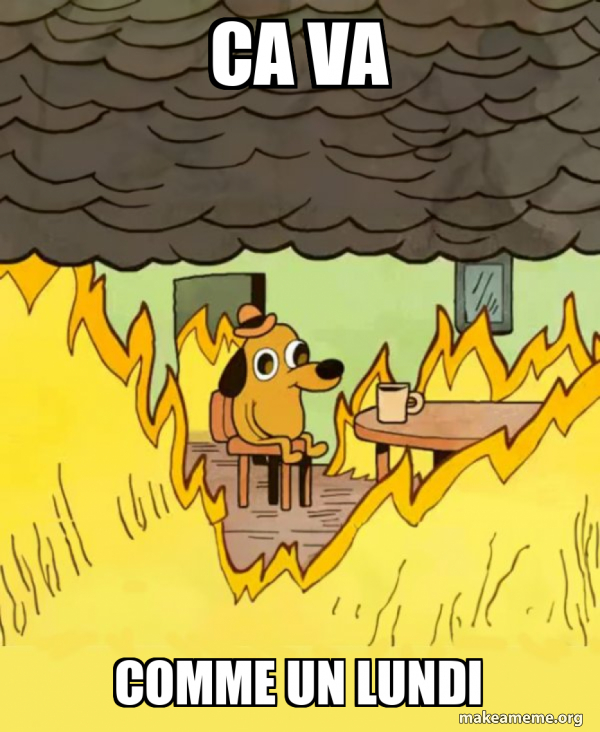 Ca va Comme un lundi - This Is Fine Meme Generator