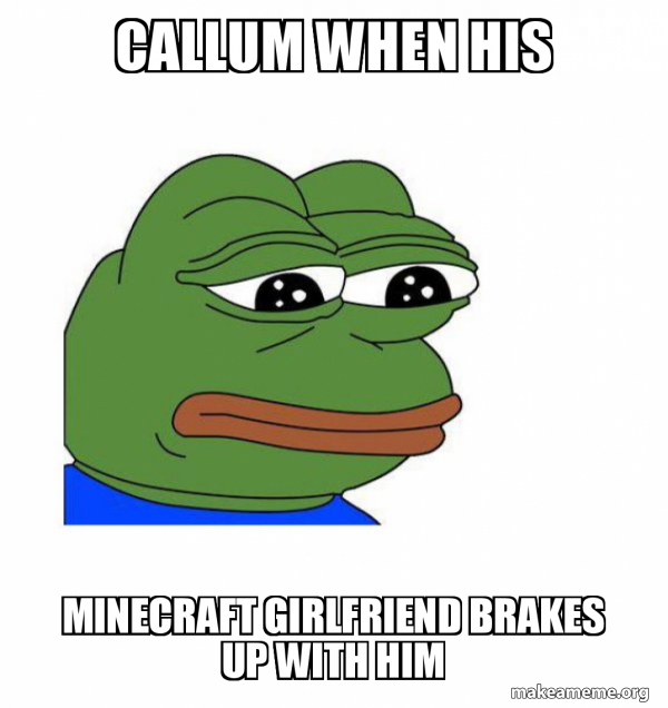 Callum when his Minecraft girlfriend brakes up with him - Feels Bad Man ...