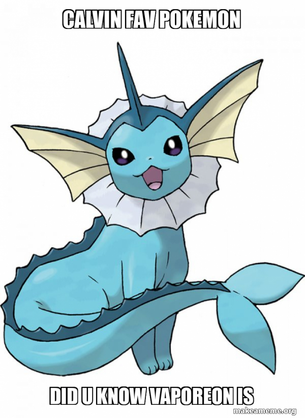 calvin fav pokemon DID U KNOW VAPOREON IS - Vaporeon Meme Generator