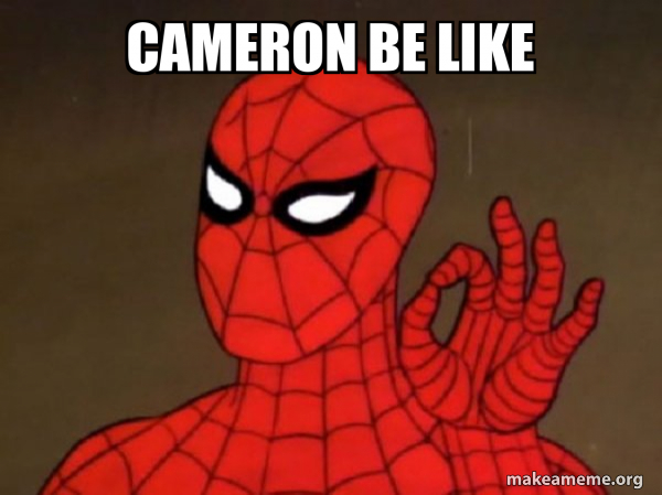 Cameron be like - Spiderman - Care factor Zero Meme Generator