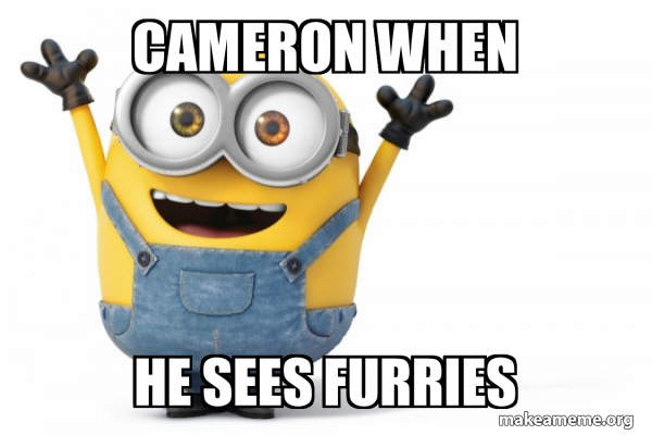 cameron when HE SEES furries - Happy Minion Meme Generator