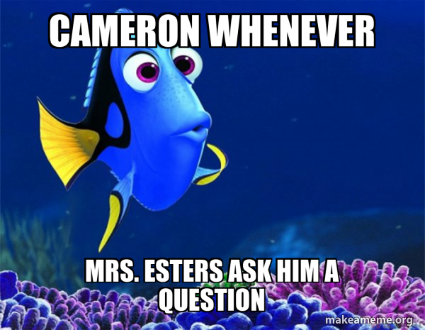Cameron whenever Mrs. Esters ask him a question - Dory from Nemo (5 ...