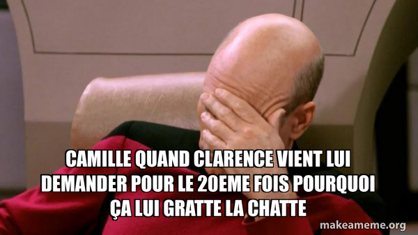 Camille quand Clarence vient lui demander pour le 20eme fois pourquoi ...