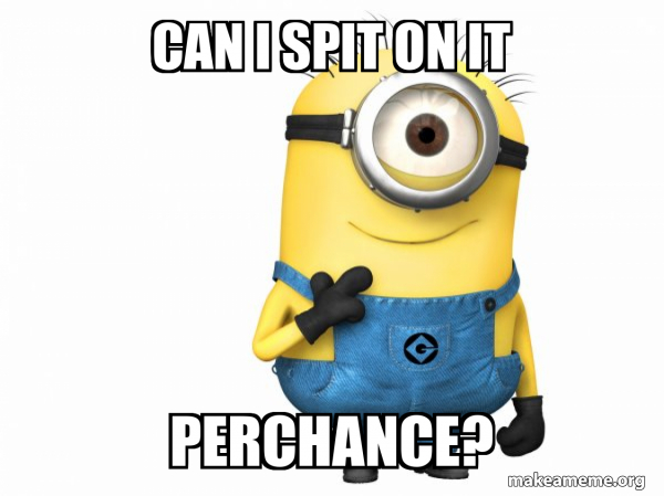 can i spit on it perchance? - Thoughtful Minion Meme Generator