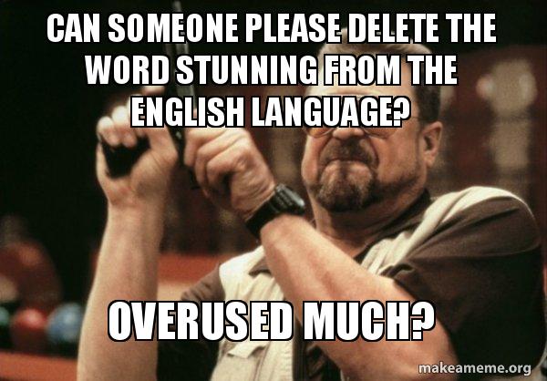 Can someone please delete the word Stunning from the English language ...