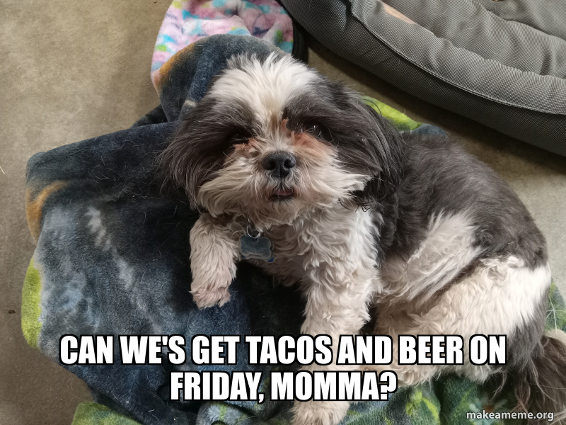 Can we's get Tacos and beer on Friday, momma? Meme Generator