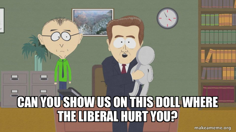 Can you show us on this doll where the liberal hurt you? Meme Generator