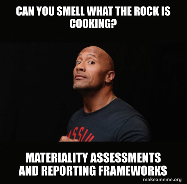 CAN YOU SMELL WHAT THE ROCK IS COOKING? MATERIALITY ASSESSMENTS AND REPORTING FRAMEWORKS ...