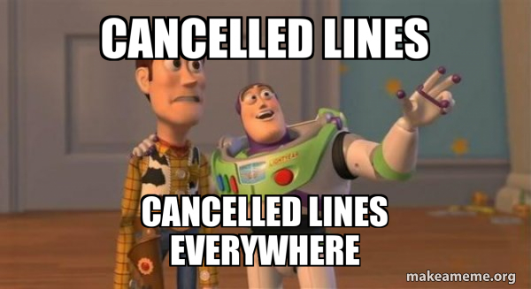Cancelled lines Cancelled lines everywhere - Buzz and Woody (Toy Story ...