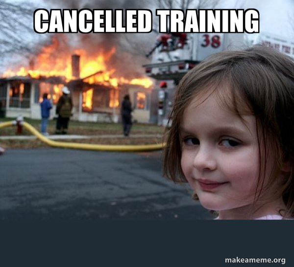 Cancelled training - Disaster Girl Meme Generator