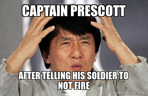 Captain Prescott After telling his soldier to not fire - Jackie Chan ...