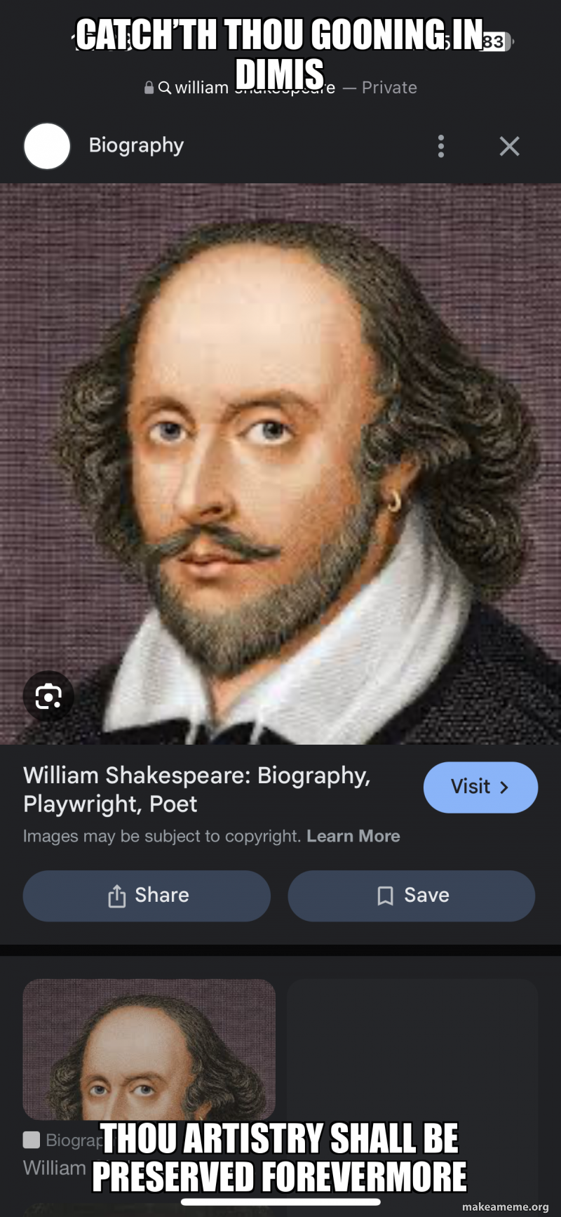 Catch’th thou gooning in dimis Thou artistry shall be preserved ...