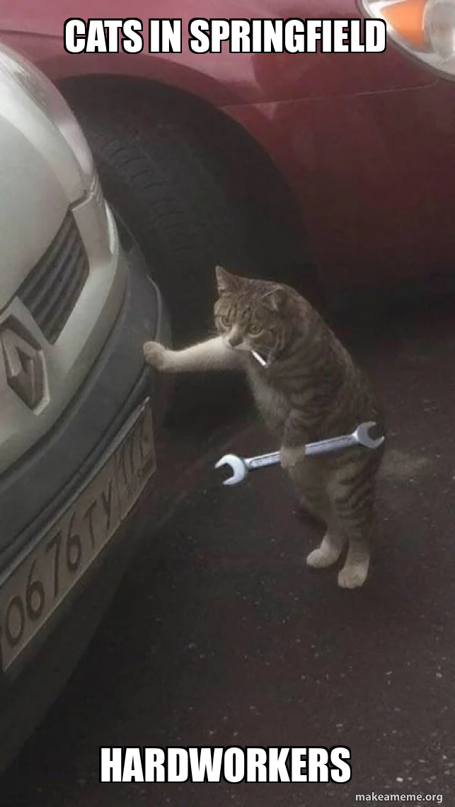 Cats in Springfield Hardworkers - Mechanic Cat Meme Generator