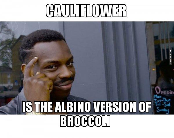 Cauliflower is the albino version of broccoli - Roll Safe Black Guy ...