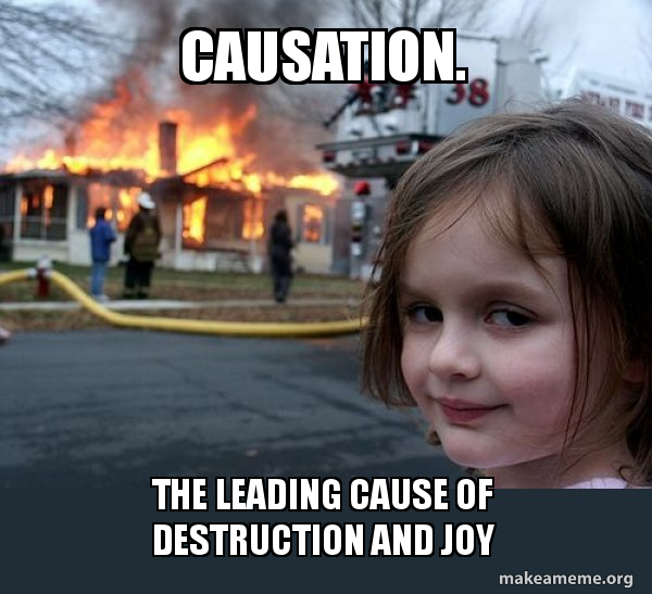 Causation. The leading cause of destruction and joy - Disaster Girl ...