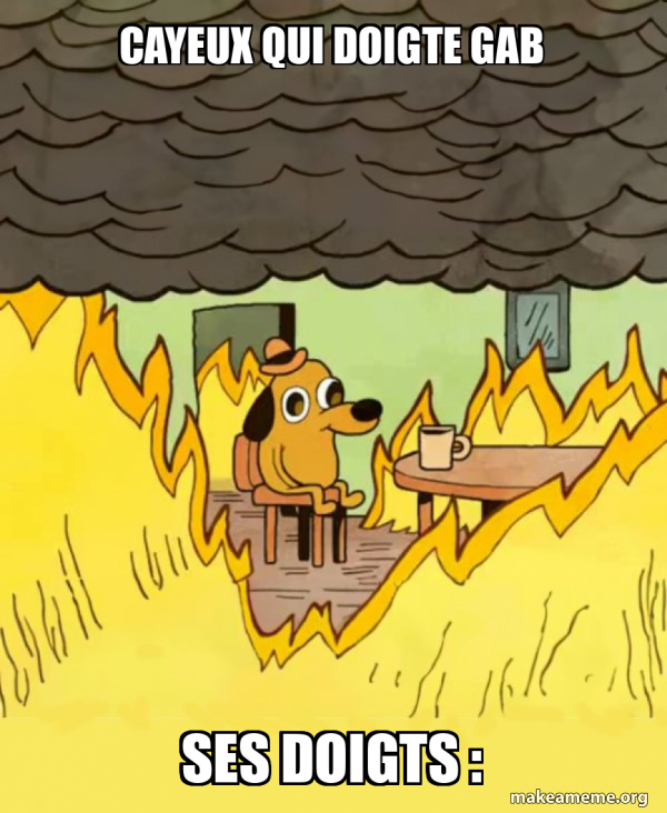 Cayeux qui doigte gab Ses doigts : - This Is Fine Meme Generator