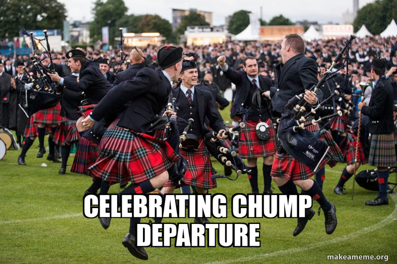 celebrating chump departure Meme Generator