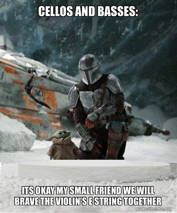 Cellos and Basses: its okay my small friend we will brave the violin's ...