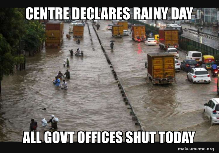 Centre declares rainy day All govt offices shut today - Capital ...