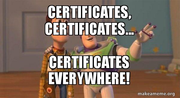 Certificates, certificates... Certificates everywhere! - Buzz and Woody ...