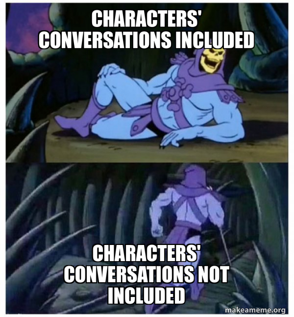 characters' conversations included characters' conversations not ...