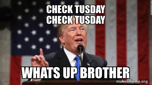Check tusday Check tusday Whats up brother - Donald Trump Meme Generator