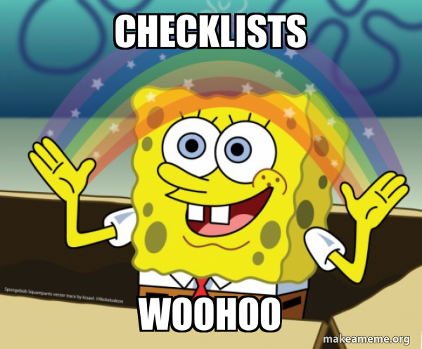 CHECKLISTS WOOHOO - Rainbow SpongeBob Meme Generator