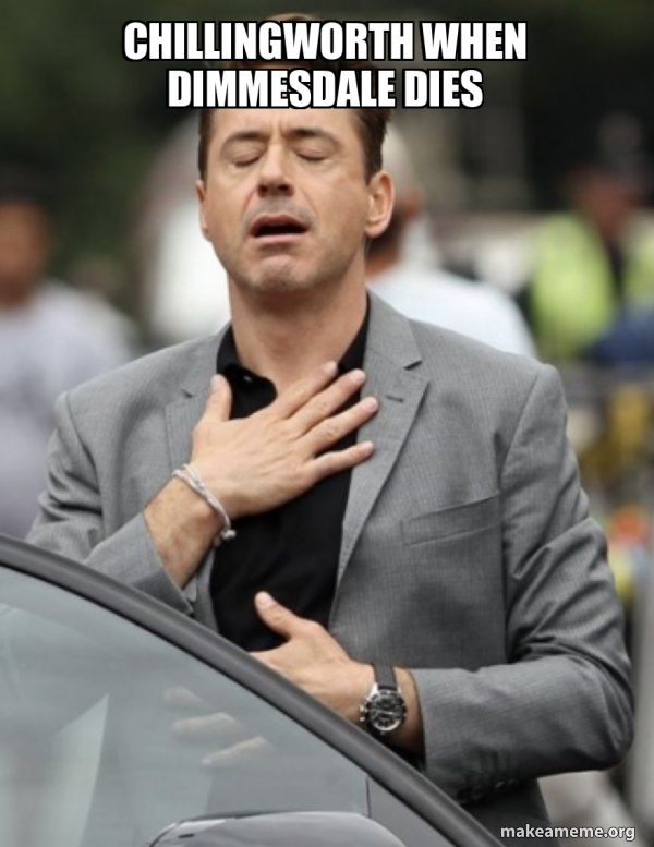 Chillingworth when Dimmesdale dies - Tony Stark Relief Meme Generator