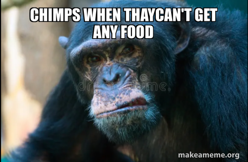 Chimps when thaycan't get any food Meme Generator