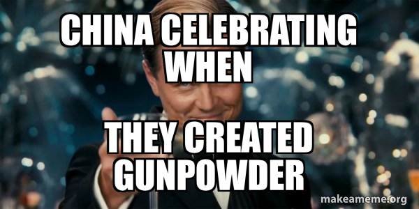 China celebrating when they created Gunpowder - Great Gatsby Reaction ...